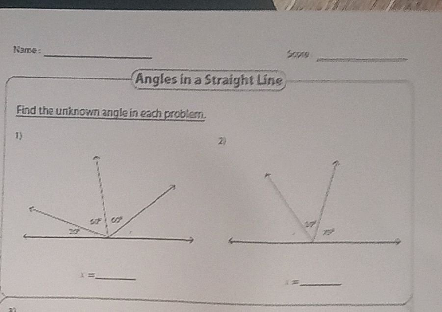 Find the unknown angle in each problem. 1) | StudyX