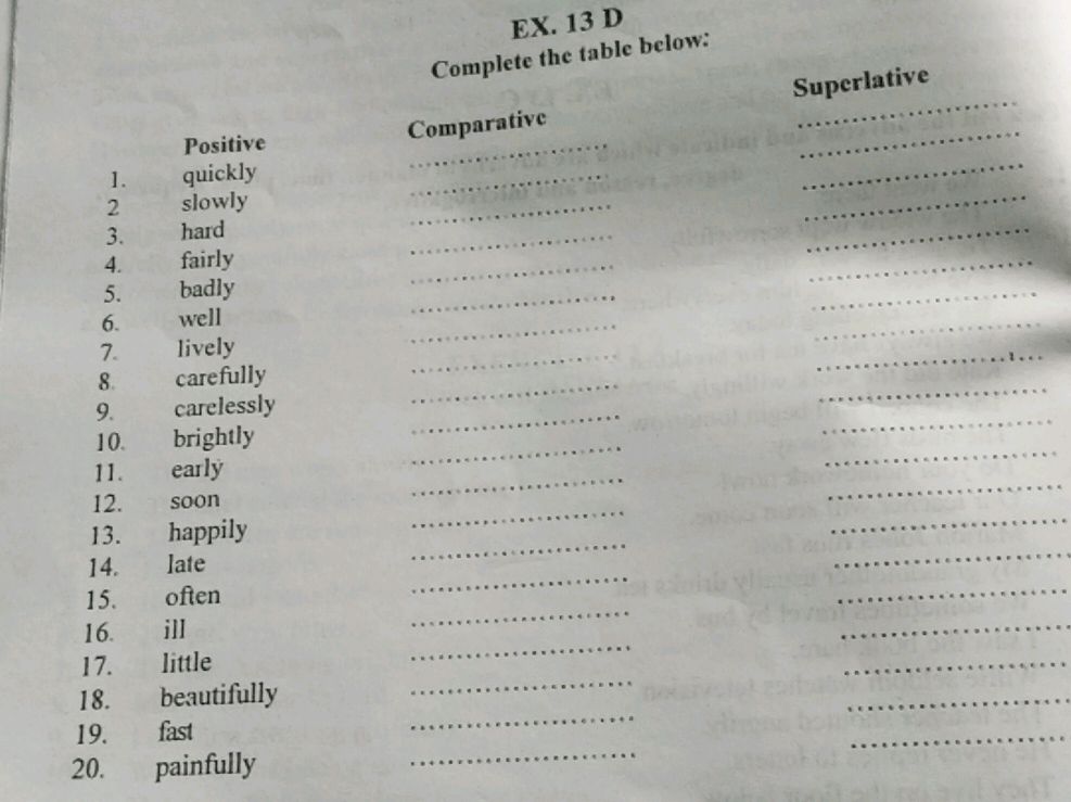 EX. 13 D Complete the table below: | | StudyX