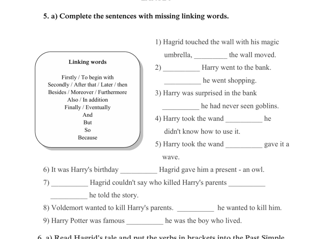 5. a) Complete the sentences with missing | StudyX