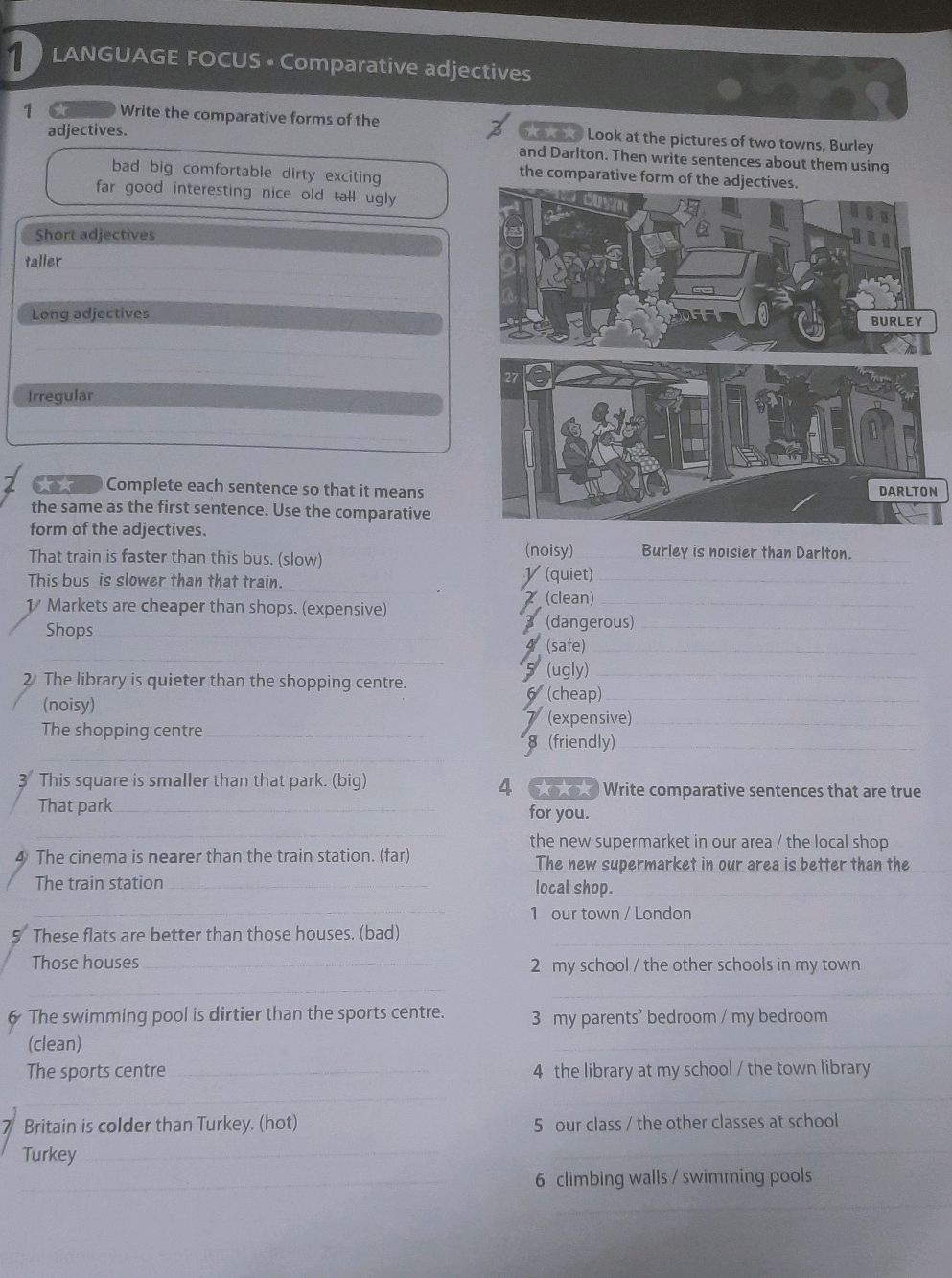 1 LANGUAGE FOCUS. Comparative adjectives | StudyX