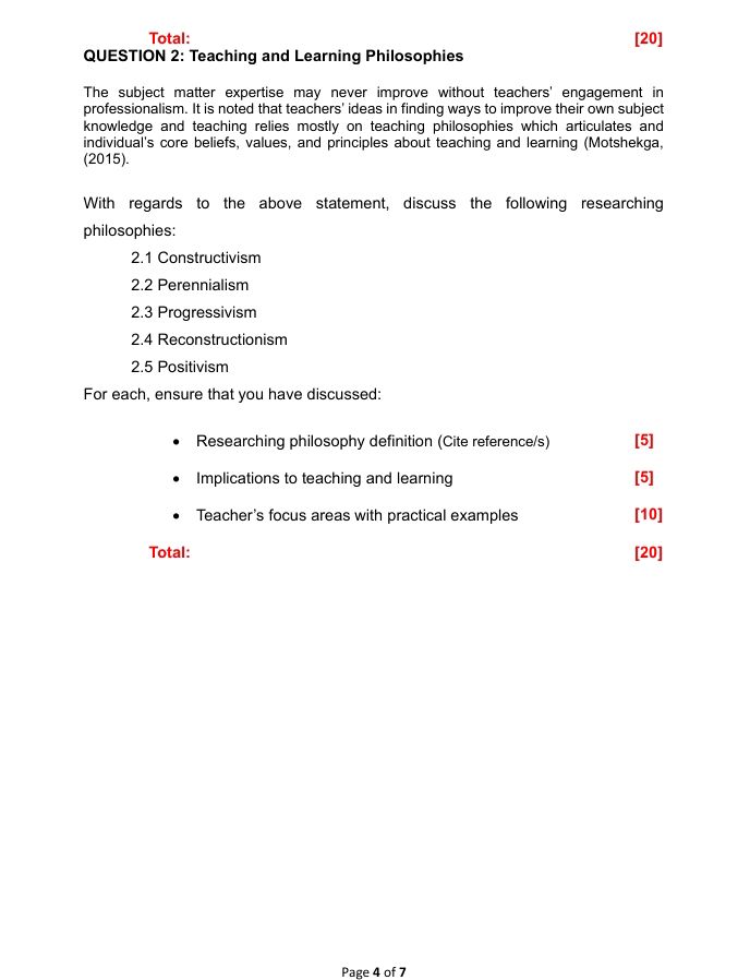 QUESTION 2: Teaching and Learning | StudyX