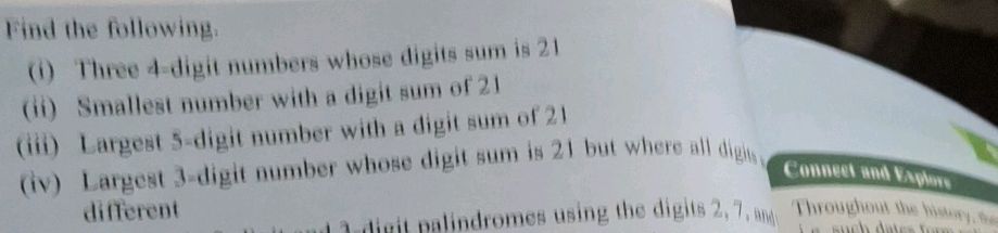(i) Three 4-digit numbers whose digits sum | StudyX