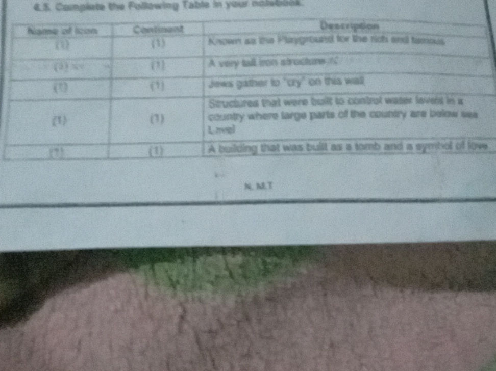 4.3. Complete the following Table in your | StudyX