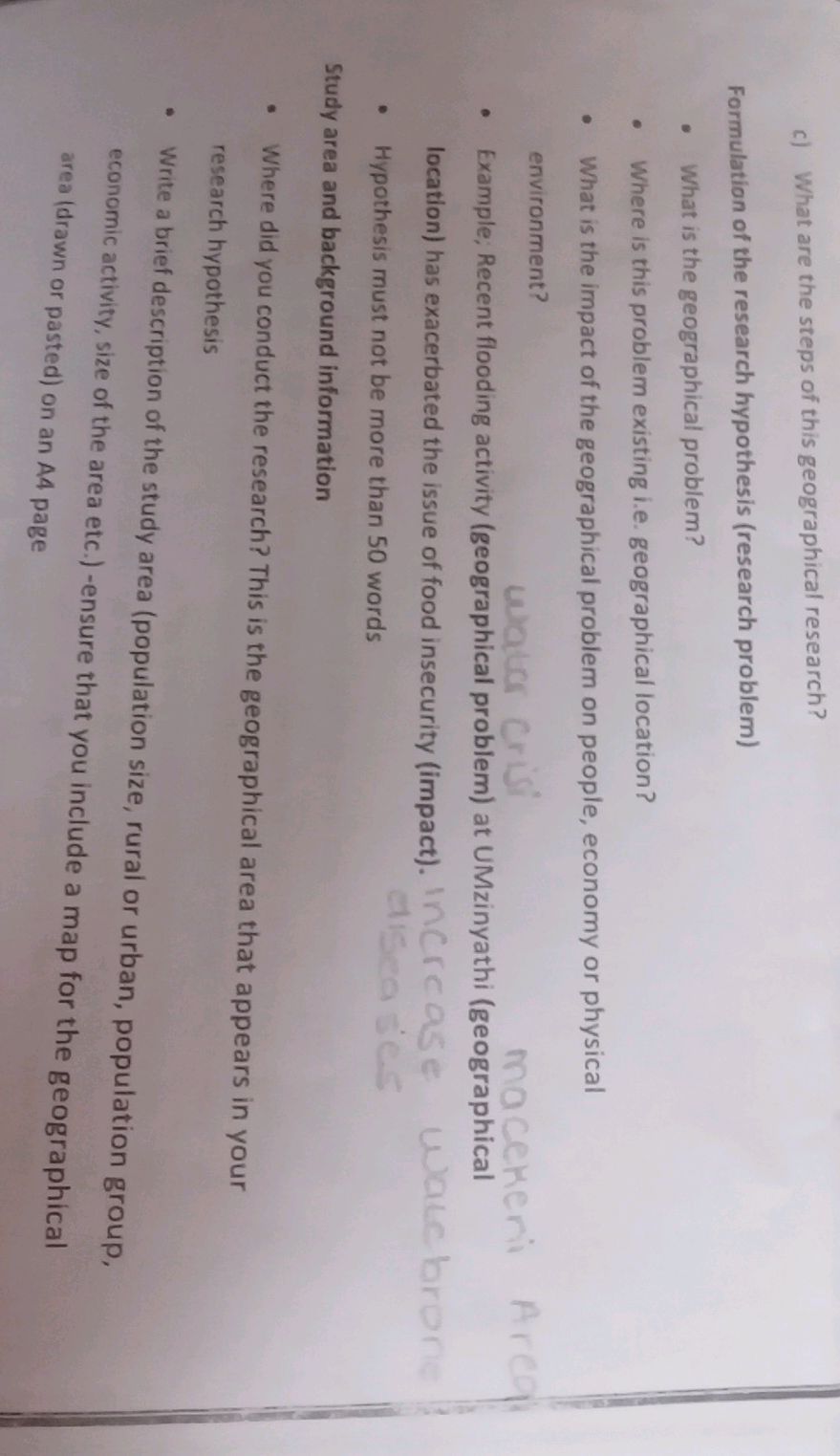 c) What are the steps of this geographical | StudyX