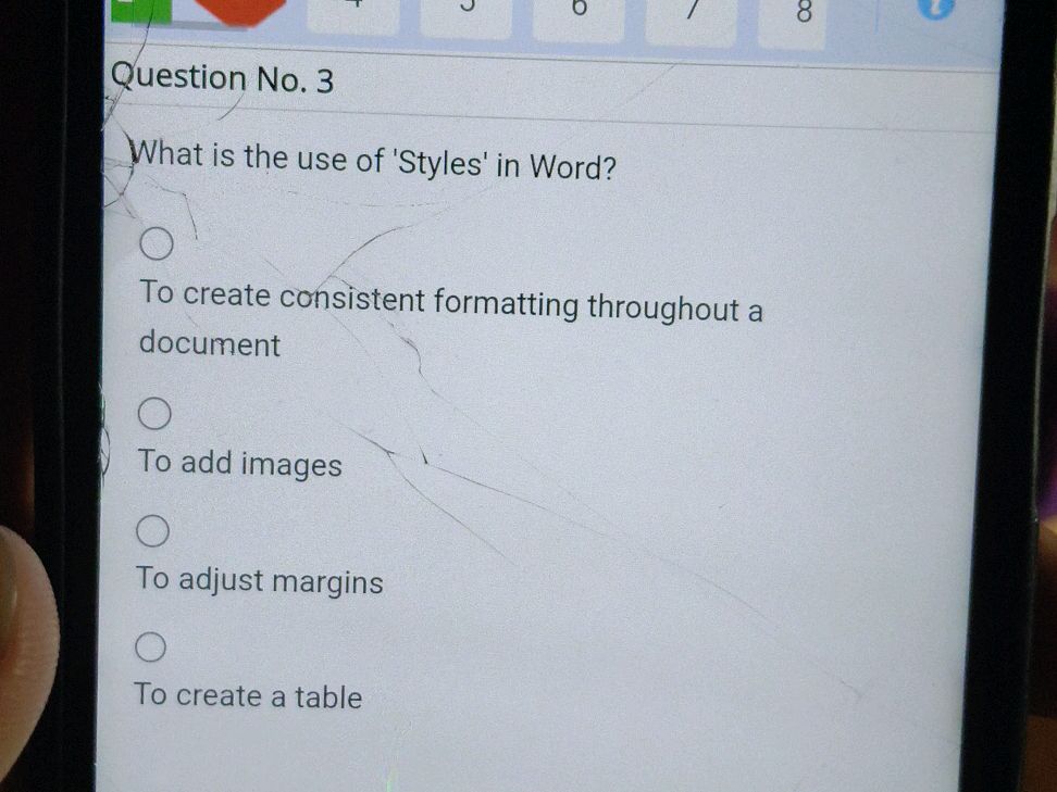 Question No. 3 What is the use of 'Styles' | StudyX