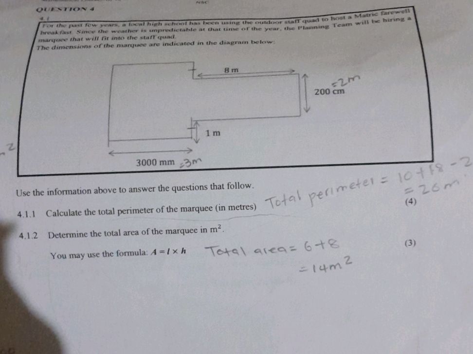 The dimensions of the marquee are indicated | StudyX