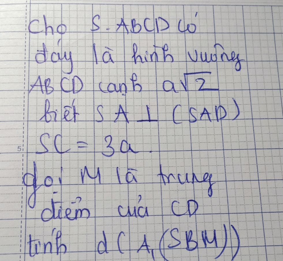 Cho S.ABCD có đáy là hình vuông ABCD cạnh $a | StudyX