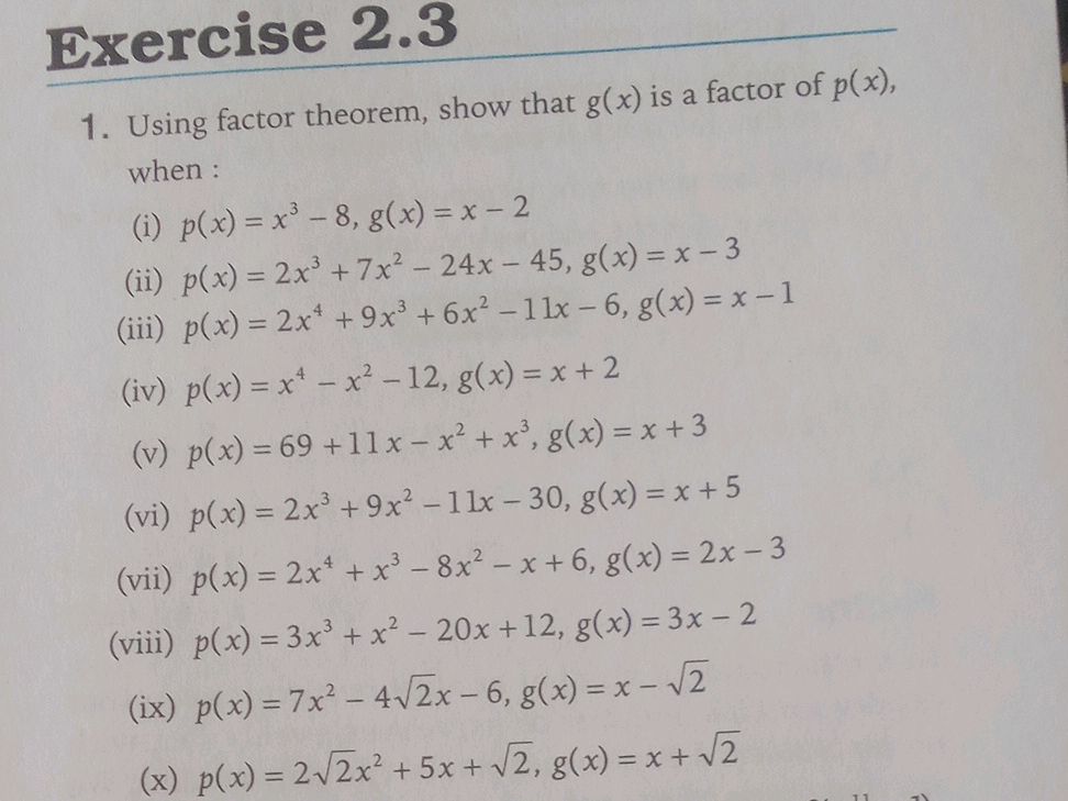 1. Using factor theorem, show that g(x) is a | StudyX