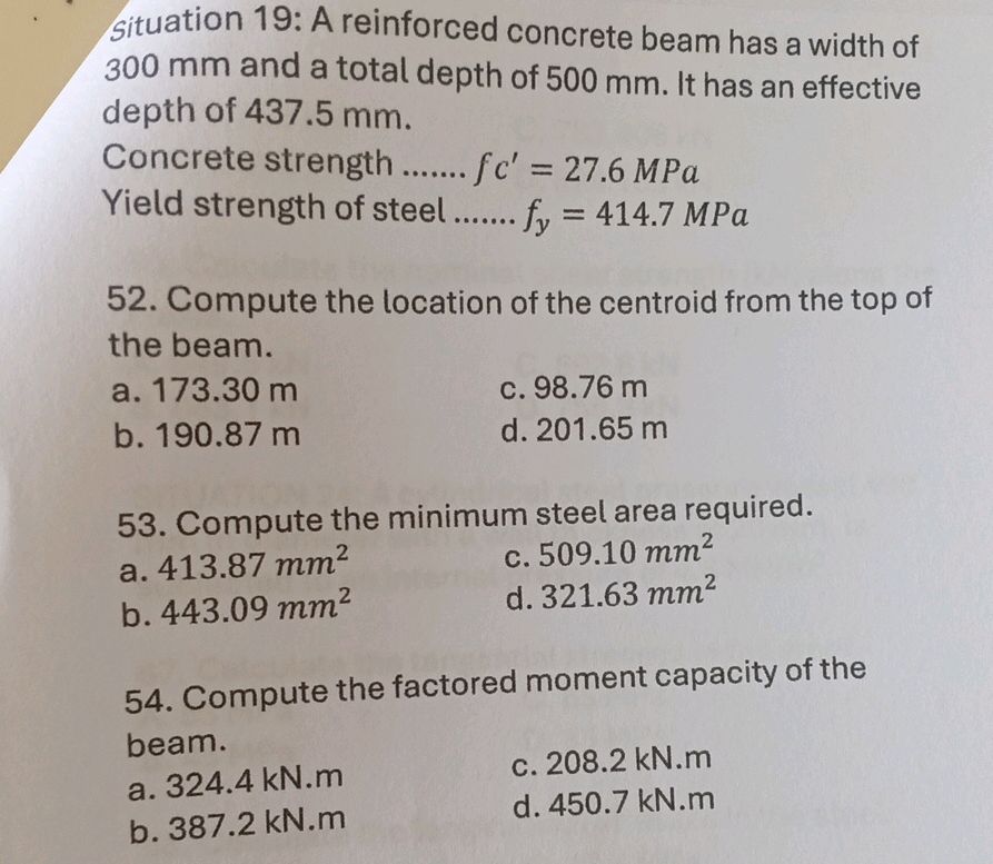 Situation 19: A reinforced concrete beam has | StudyX