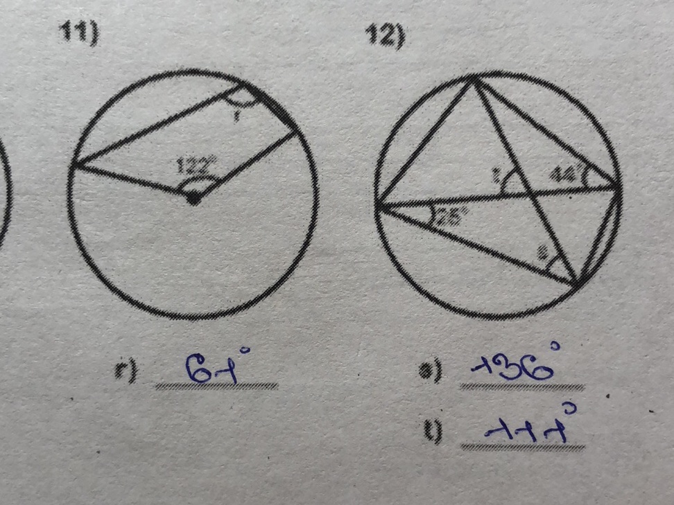 11) (Diagram of a circle with an inscribed | StudyX