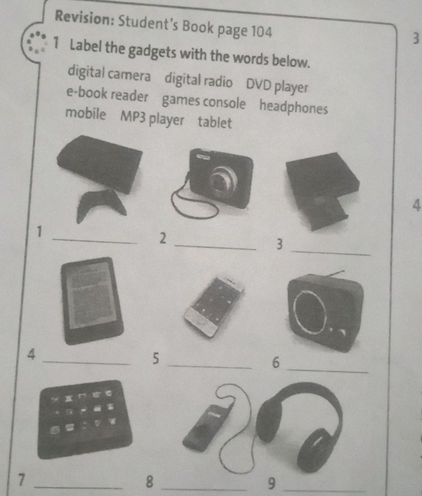 Label the gadgets with the words below. | StudyX
