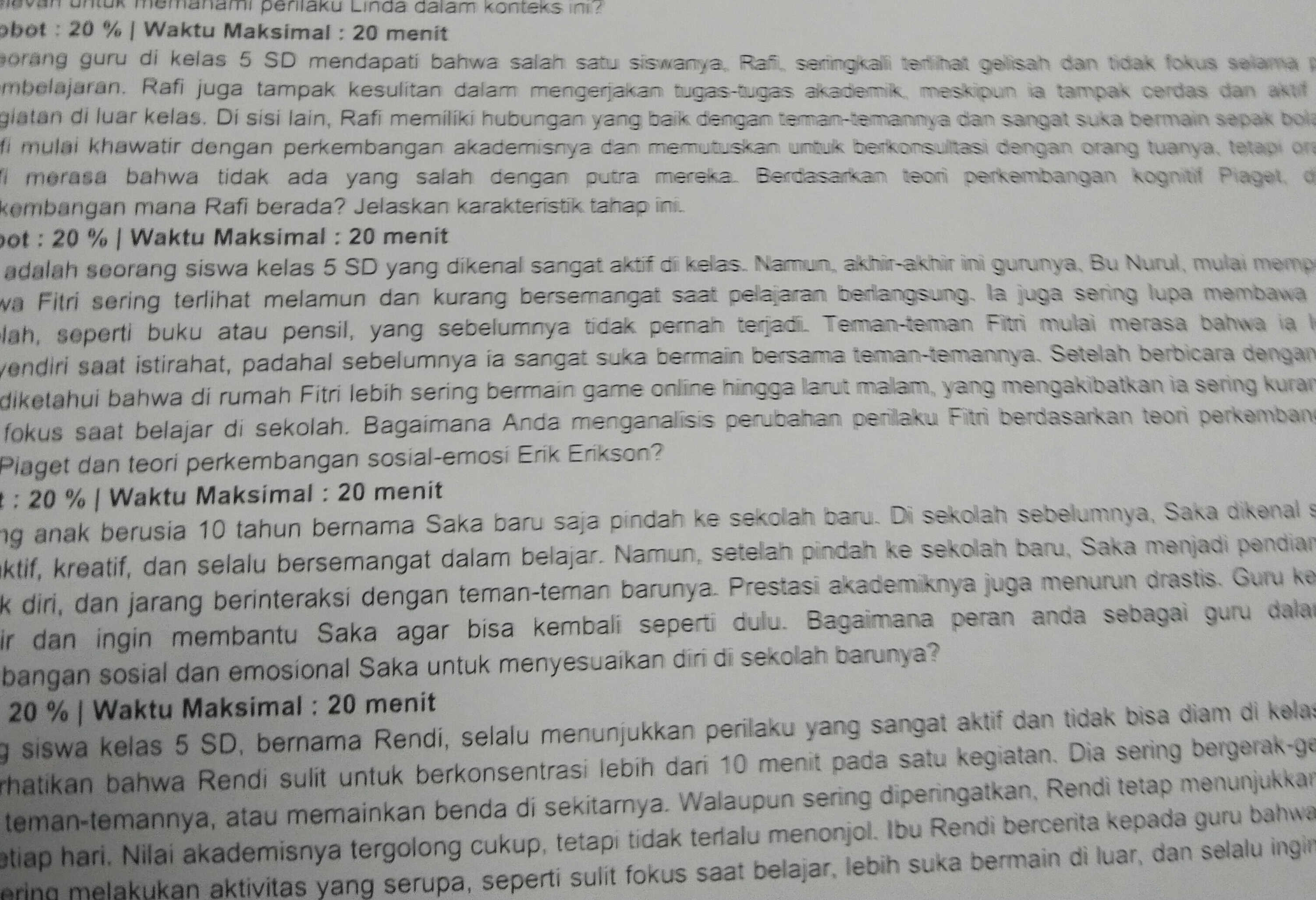 Soal: * Seorang guru di kelas 5 SD | StudyX