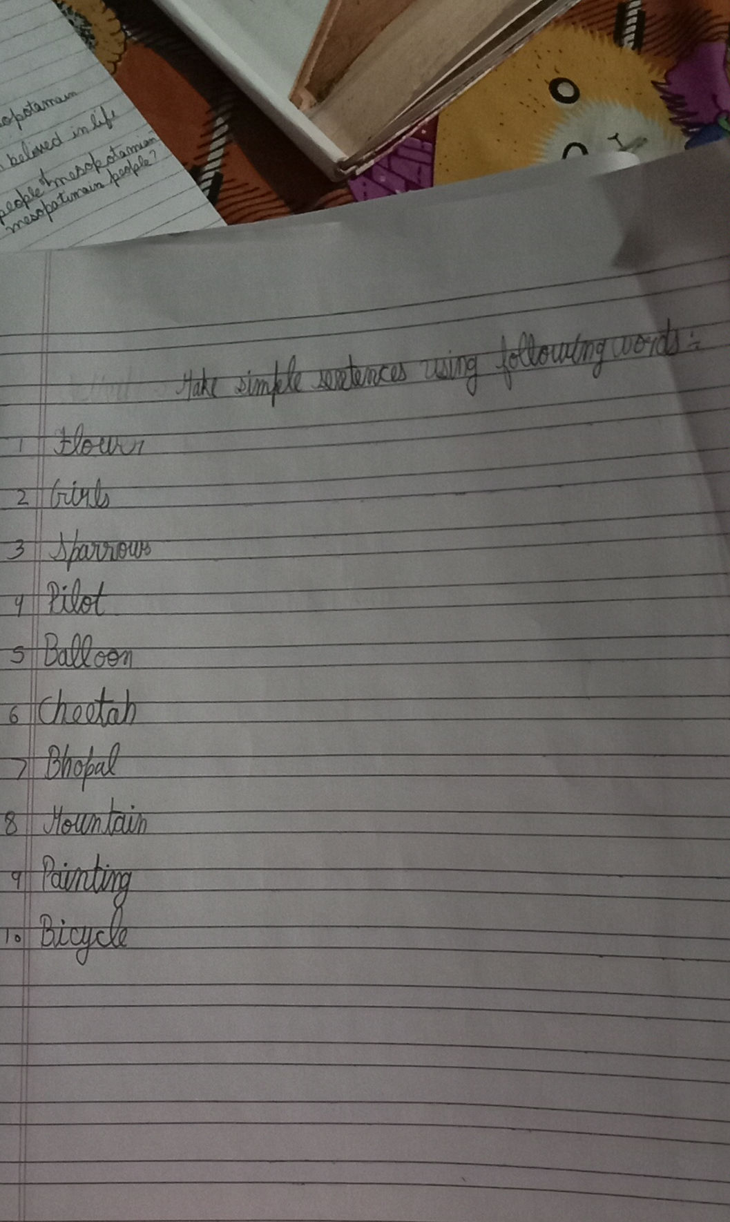 Make simple sentences using following words: | StudyX