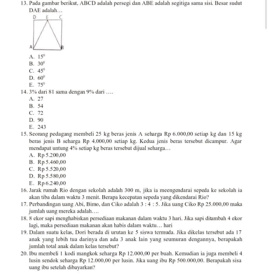 13. Pada gambar berikut, ABCD adalah persegi | StudyX