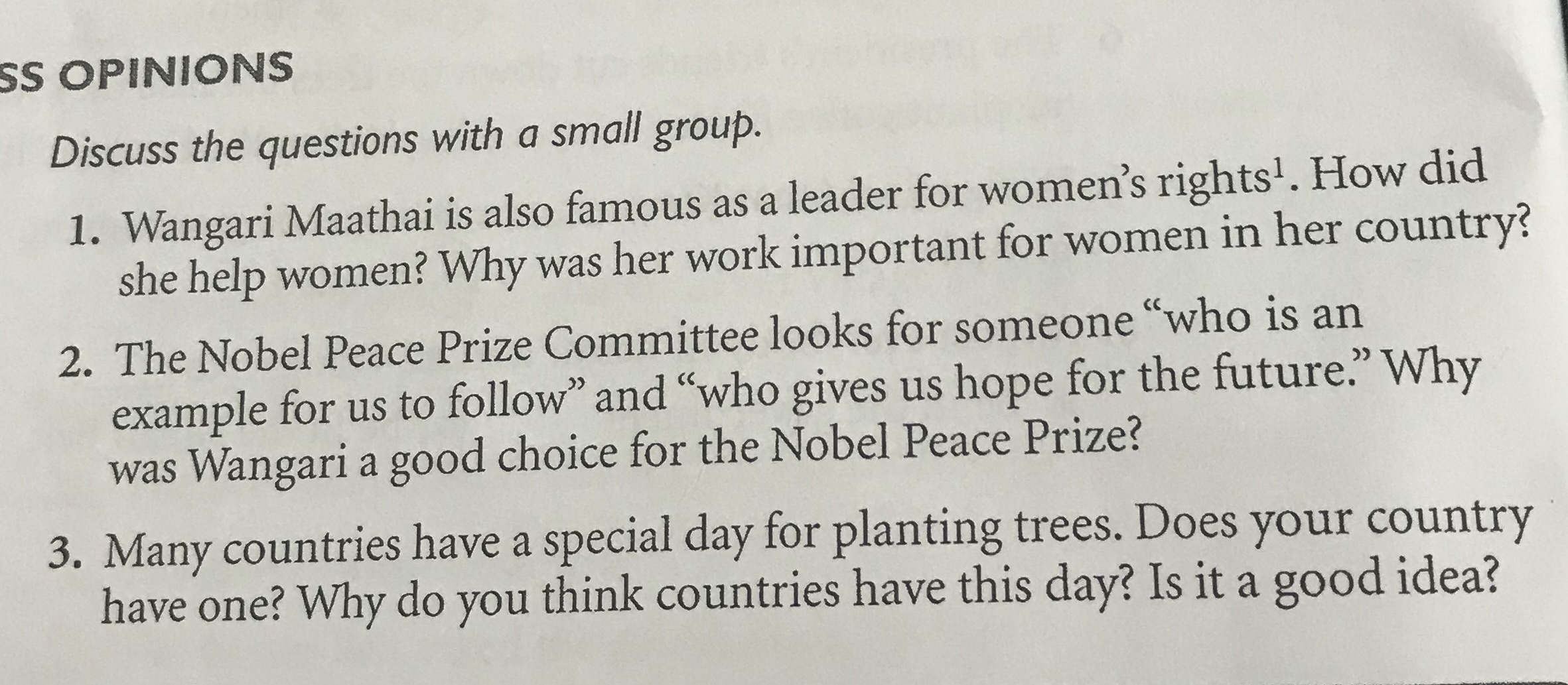 1. Wangari Maathai is also famous as a | StudyX