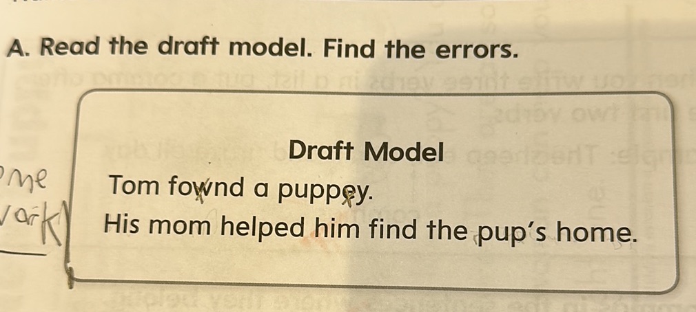 A. Read the draft model. Find the errors. | StudyX