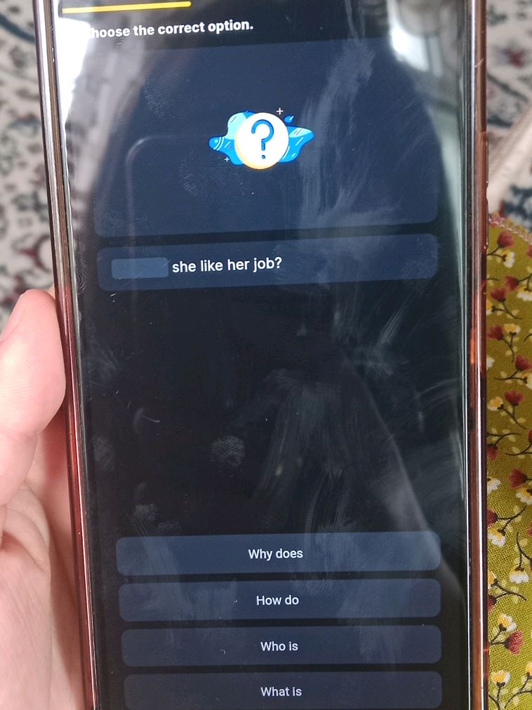 Choose the correct option. she like her | StudyX