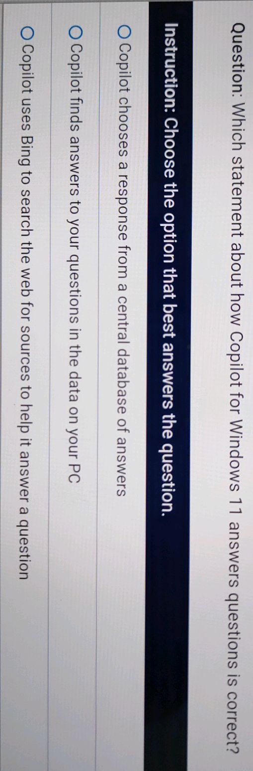 Question: Which statement about how Copilot | StudyX