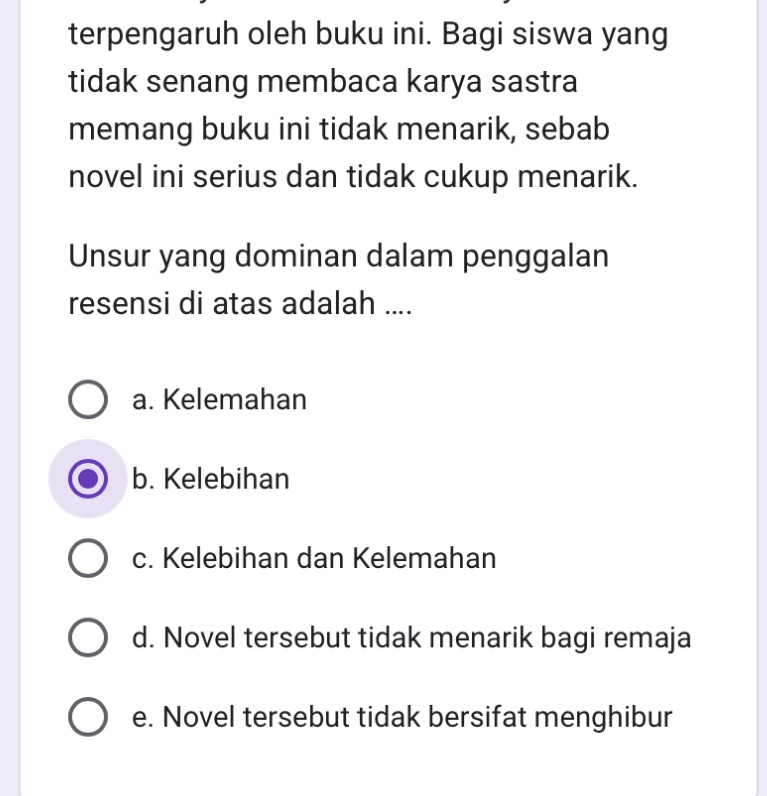 Unsur yang dominan dalam penggalan resensi | StudyX
