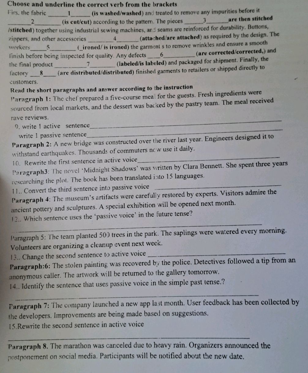 Choose and underline the correct verb from | StudyX