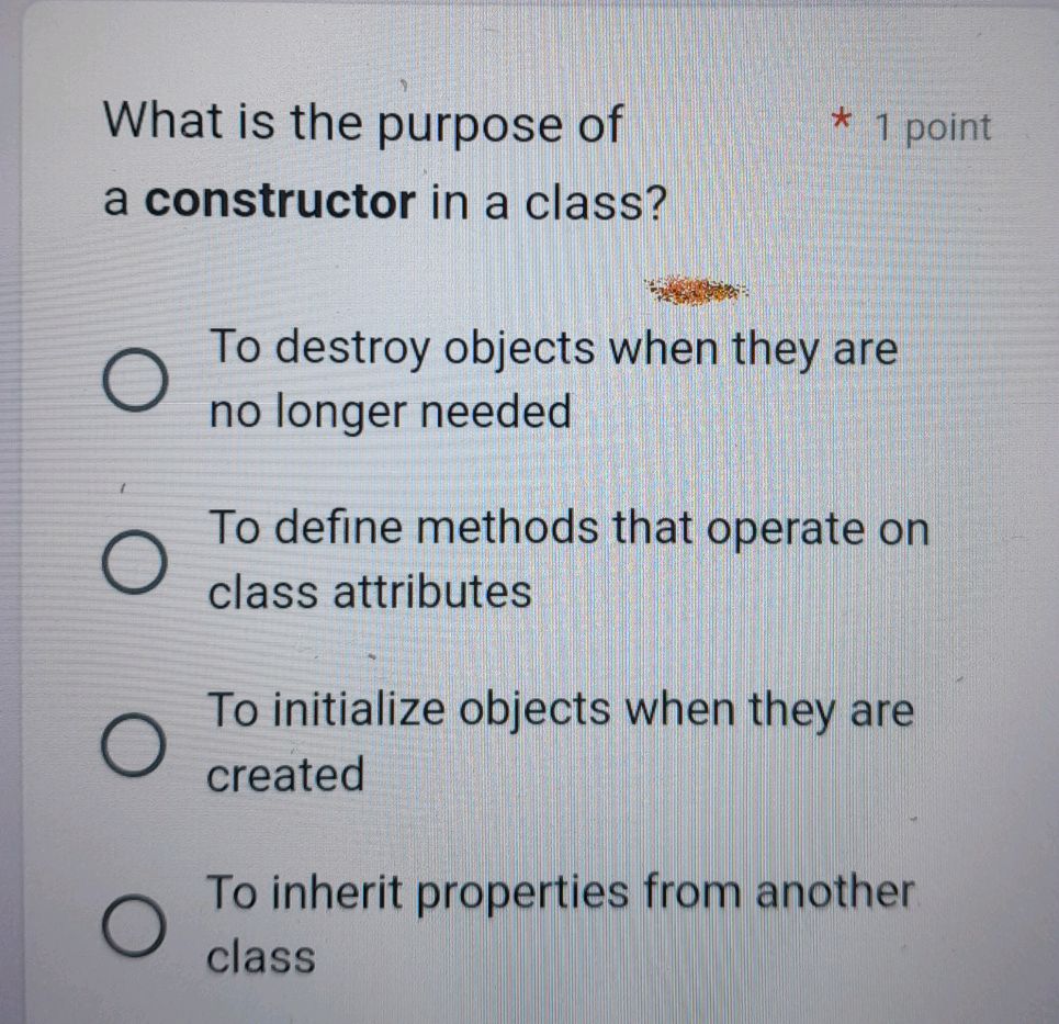 What is the purpose of a constructor in a | StudyX