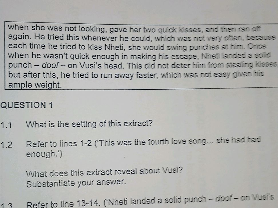 1.1 What is the setting of this extract? | StudyX