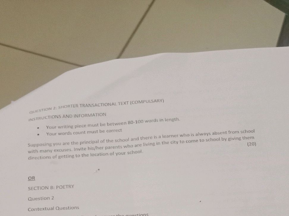 QUESTION 2: SHORTER TRANSACTIONAL TEXT | StudyX