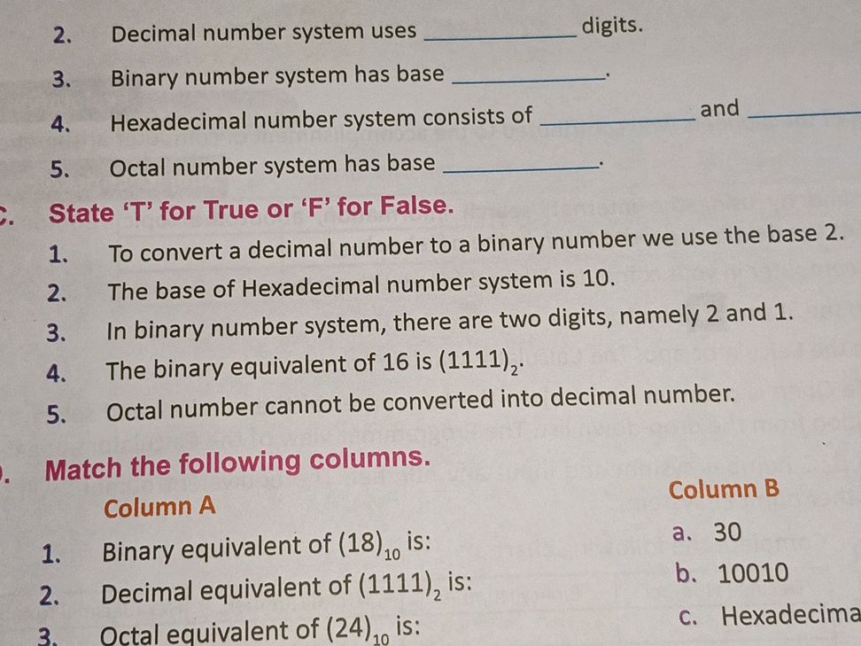 2. Decimal number system uses ______ digits. | StudyX