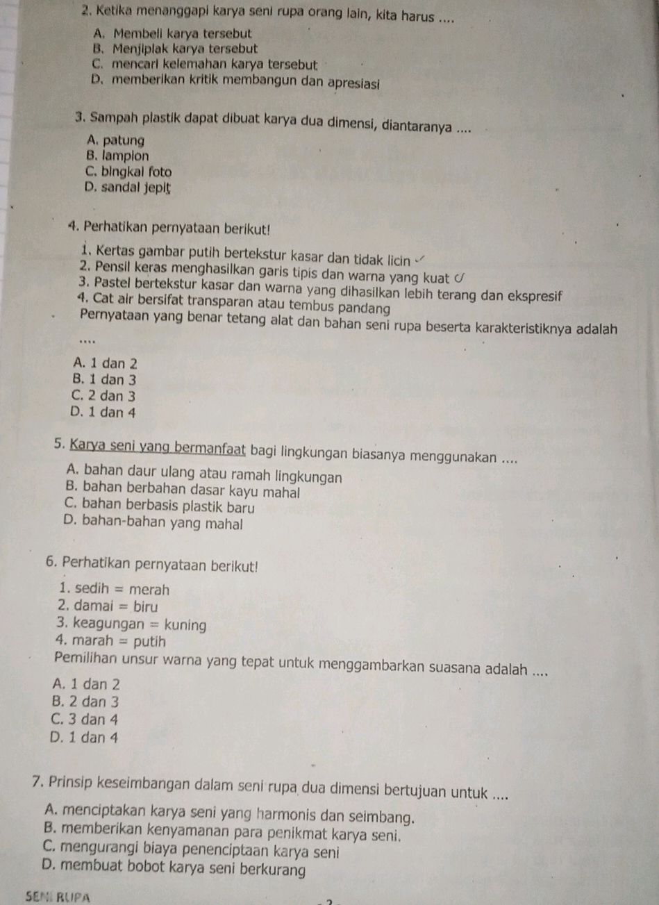 2. Ketika menanggapi karya seni rupa orang | StudyX