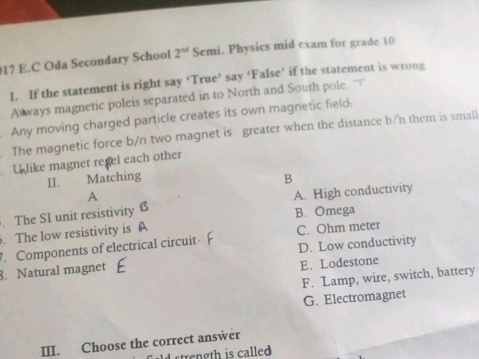I. If the statement is right say 'True' say | StudyX