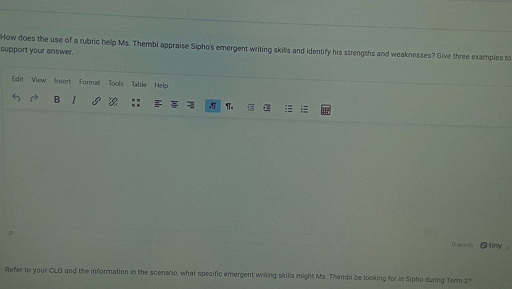 How does the use of a rubric help Ms. Thembi | StudyX