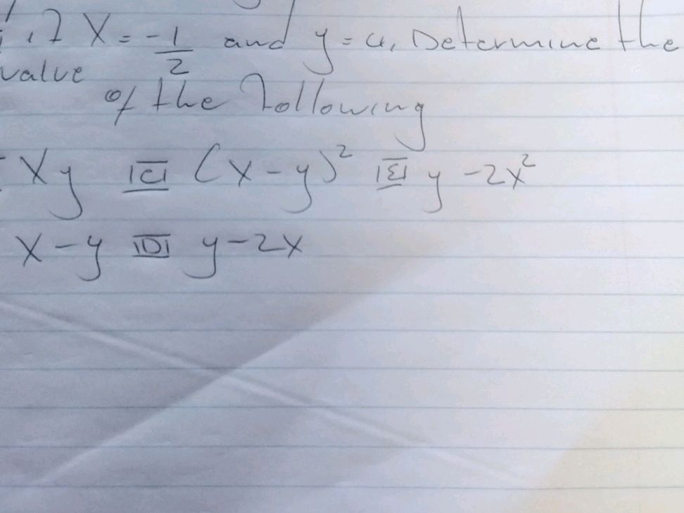 1. If $X = - {1}{2}$ and $y = 4$, Determine | StudyX