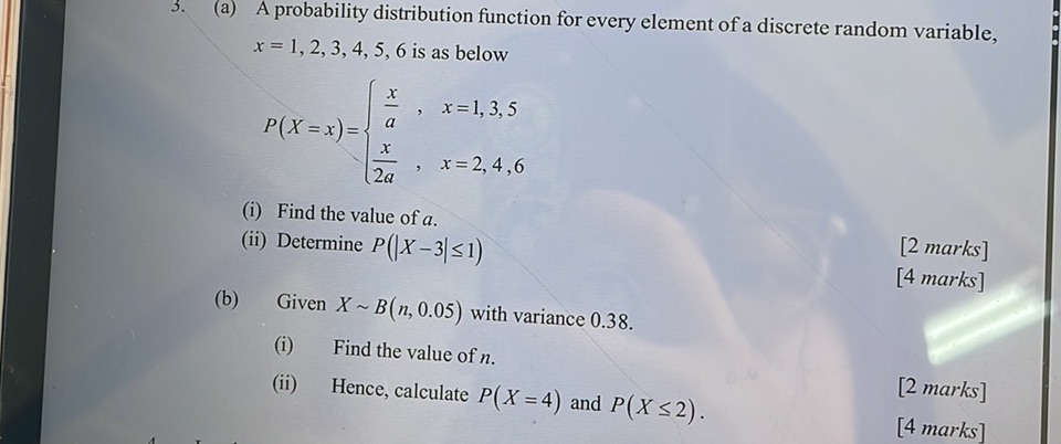 3. (a) A probability distribution function | StudyX