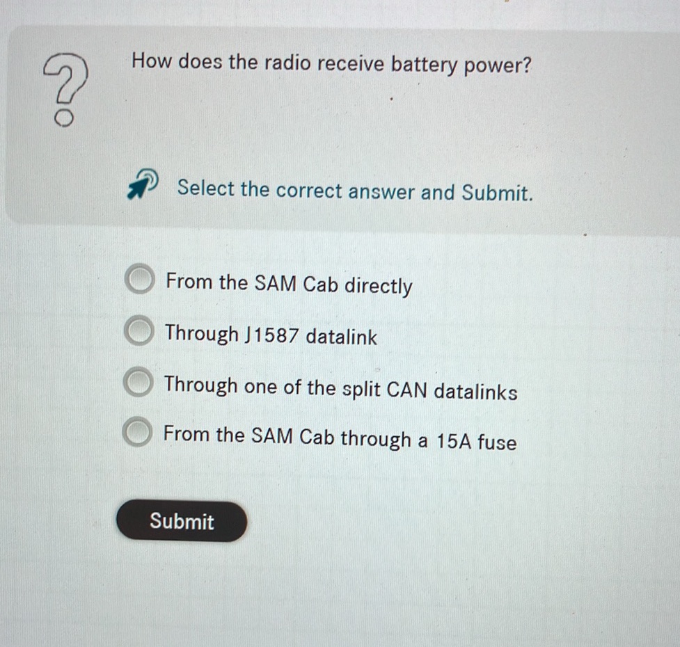 How does the radio receive battery power? | StudyX