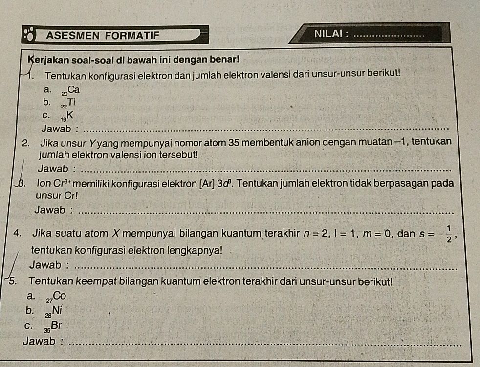 1. Tentukan konfigurasi elektron dan jumlah | StudyX