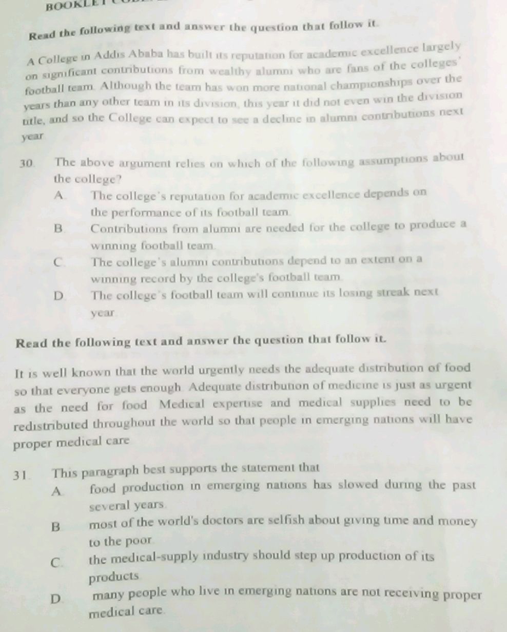 Read the following text and answer the | StudyX