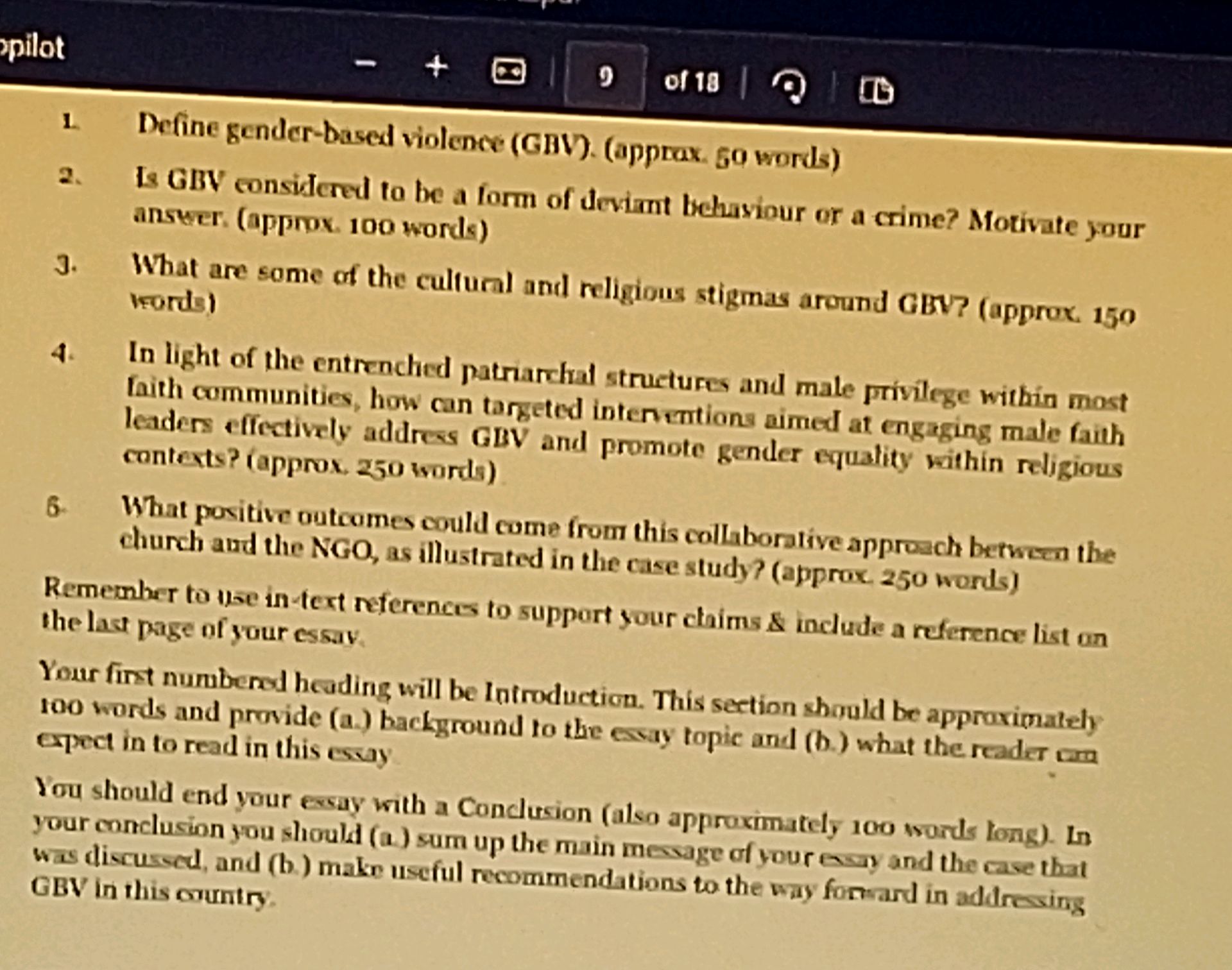 1. Define gender-based violence (GBV). | StudyX