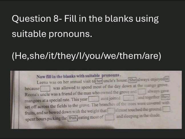Question 8- Fill in the blanks using | StudyX