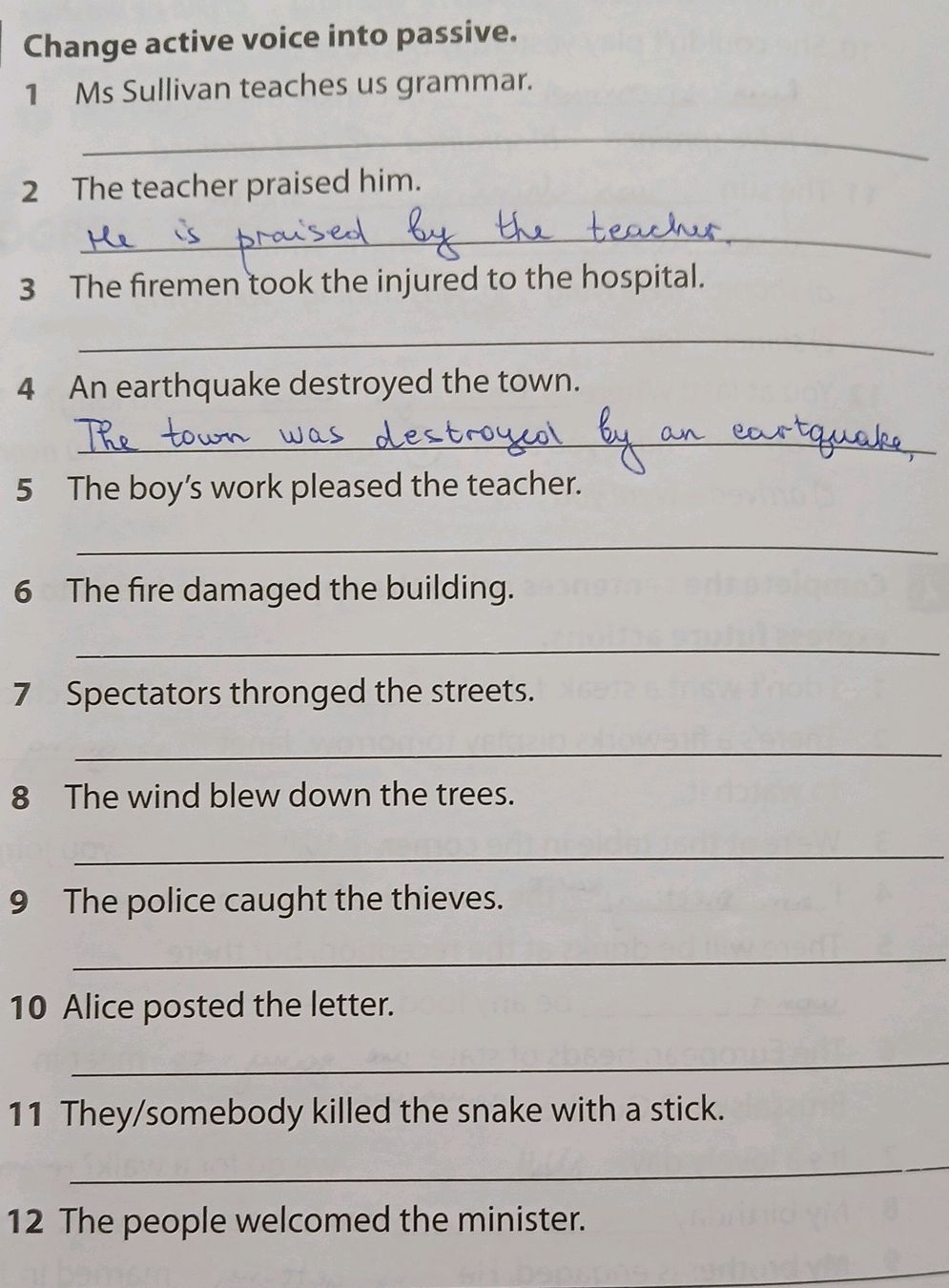 Change active voice into passive. 1 Ms | StudyX