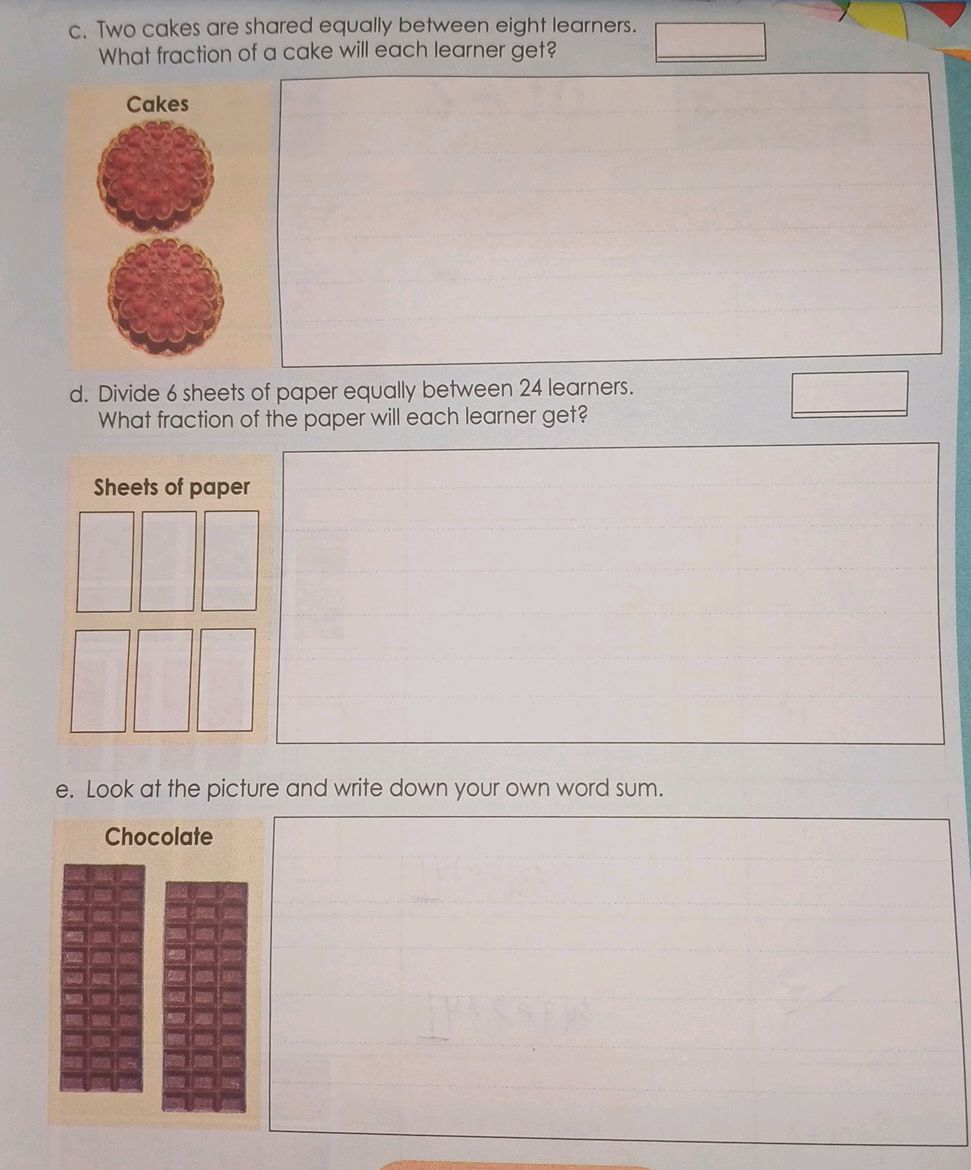 c. Two cakes are shared equally between | StudyX
