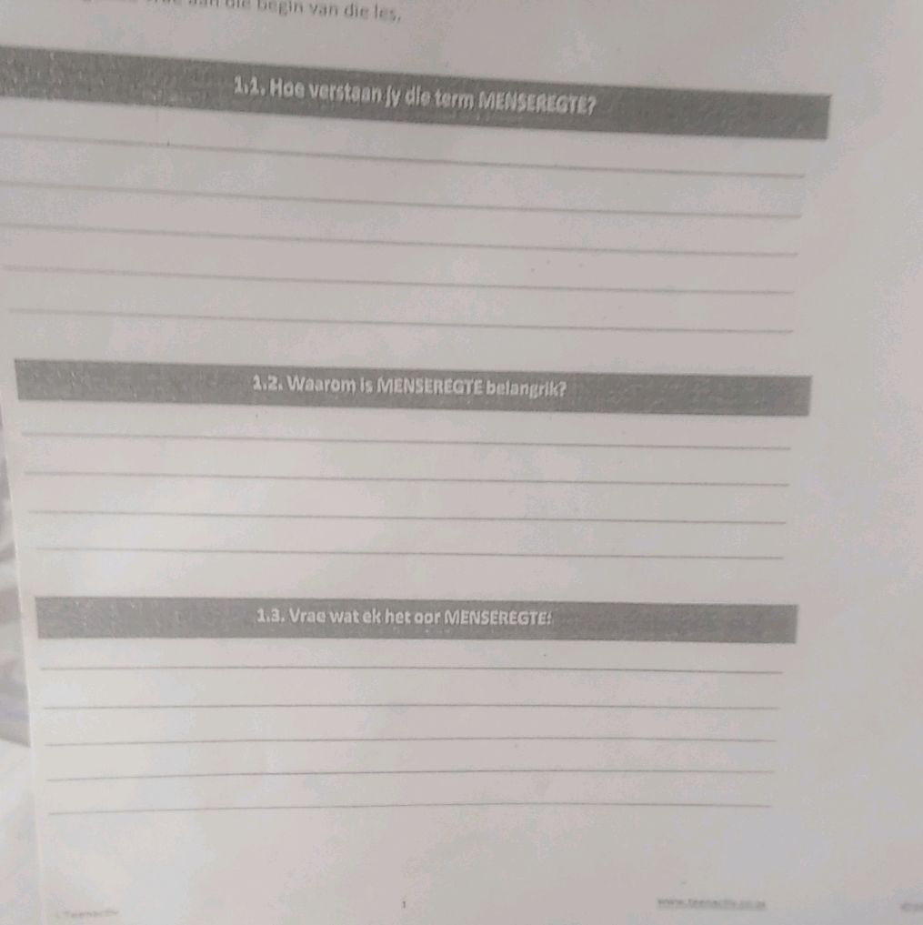 1.1. Hoe verstaan jy die term MENSEREGTE?