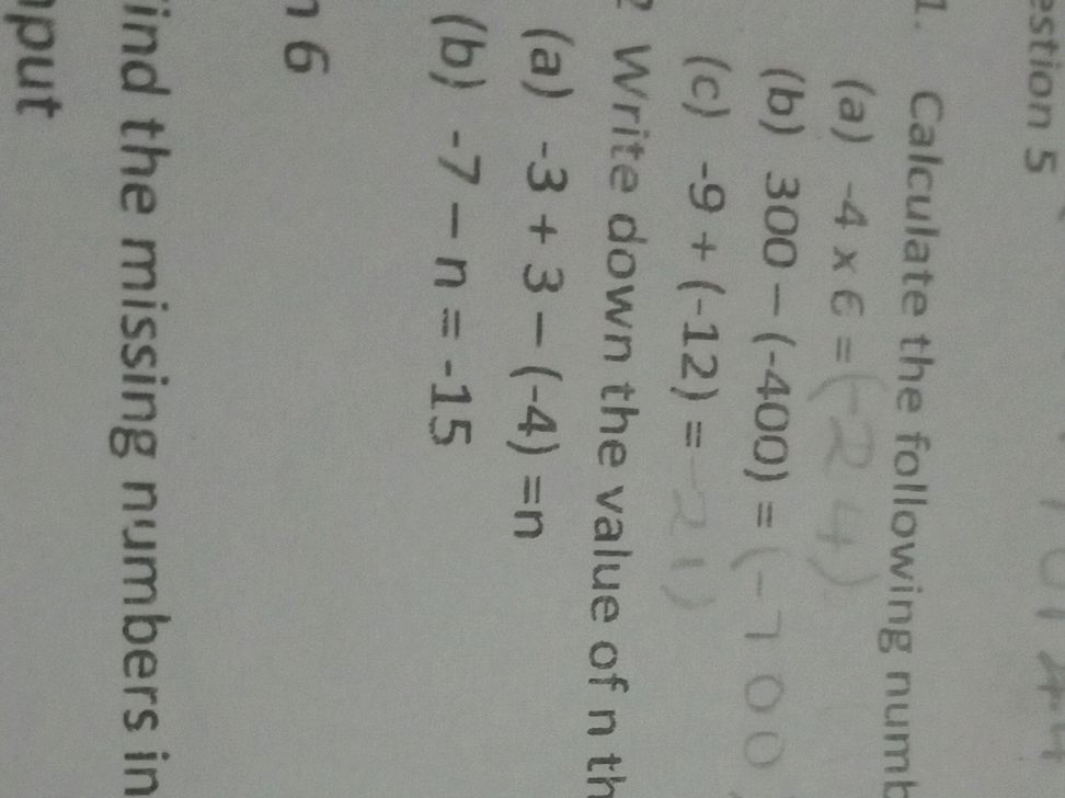 1. Calculate the following numbers: (a) -4 x | StudyX