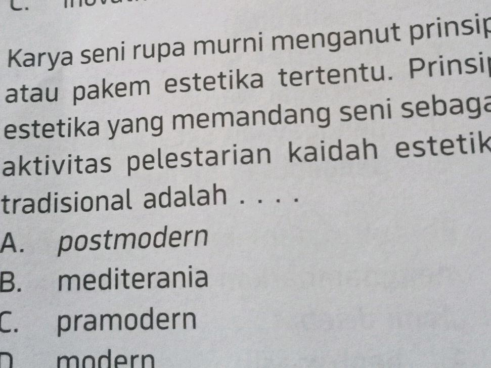 Karya seni rupa murni menganut prinsip atau | StudyX