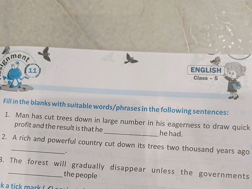 Fill in the blanks with suitable | StudyX