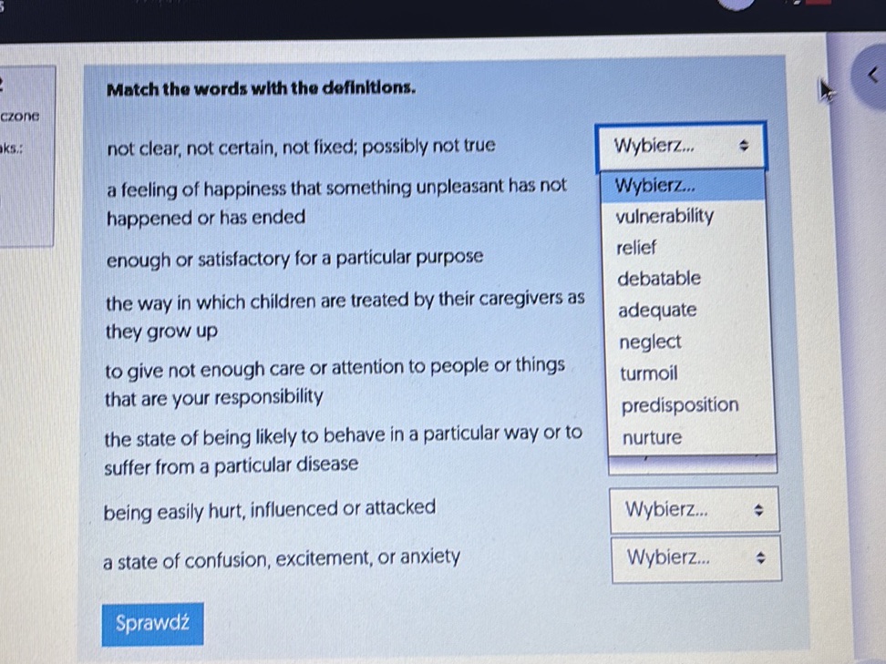 Match the words with the definitions. not | StudyX