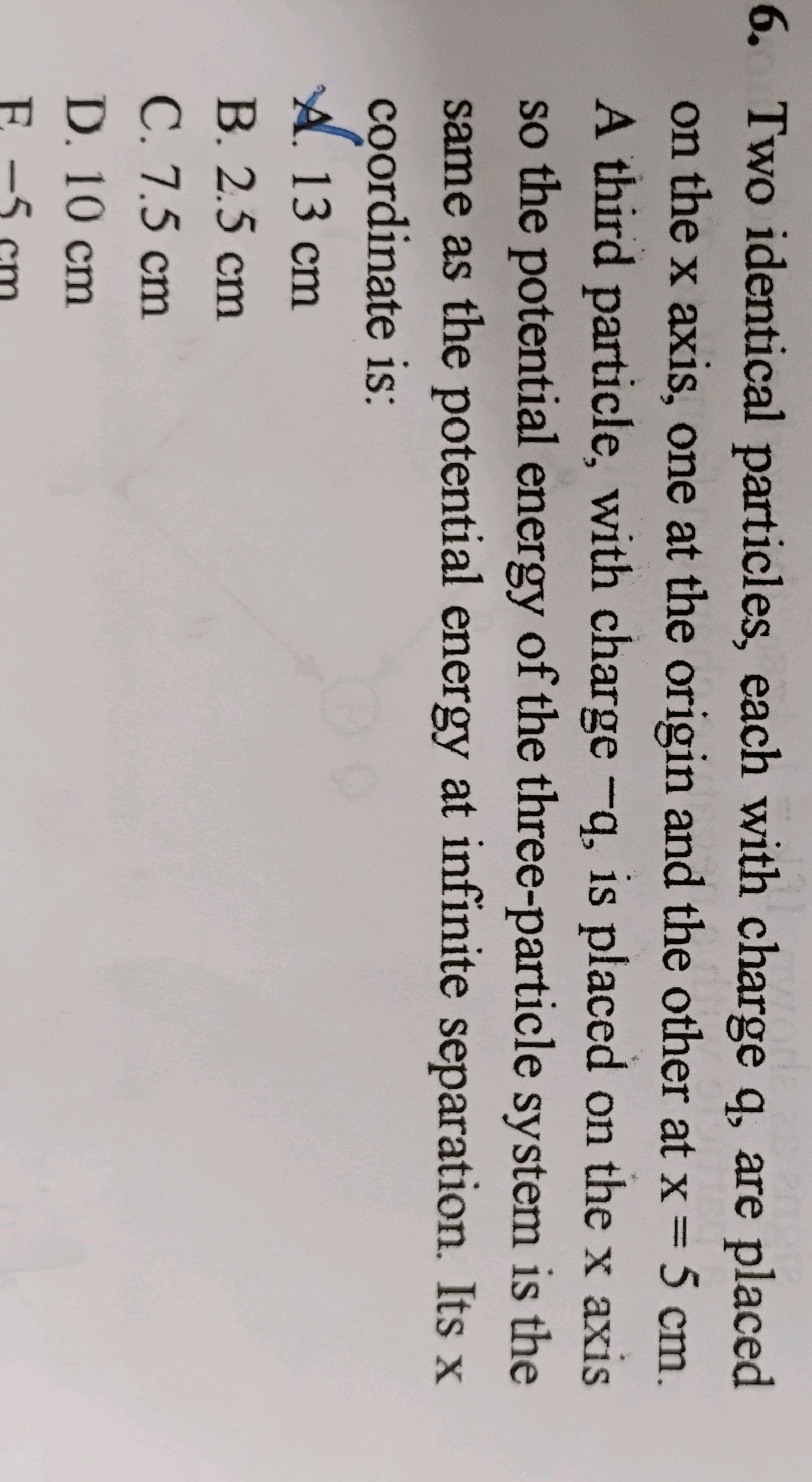 6. Two identical particles, each with charge | StudyX