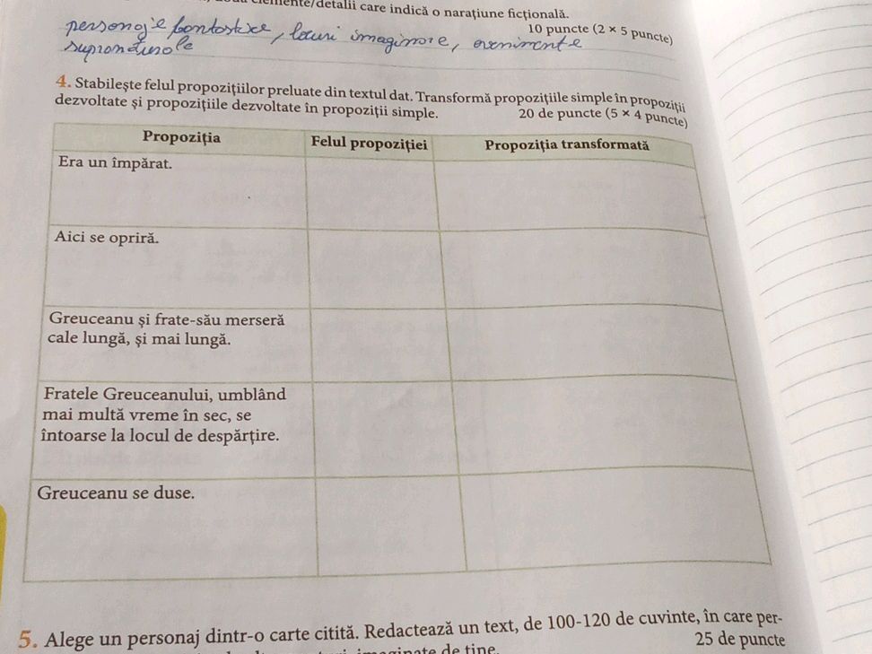 4. Stabilește felul propozițiilor preluate | StudyX