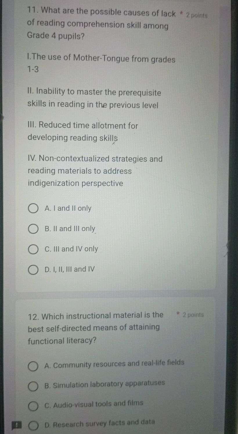 11. What are the possible causes of lack of | StudyX