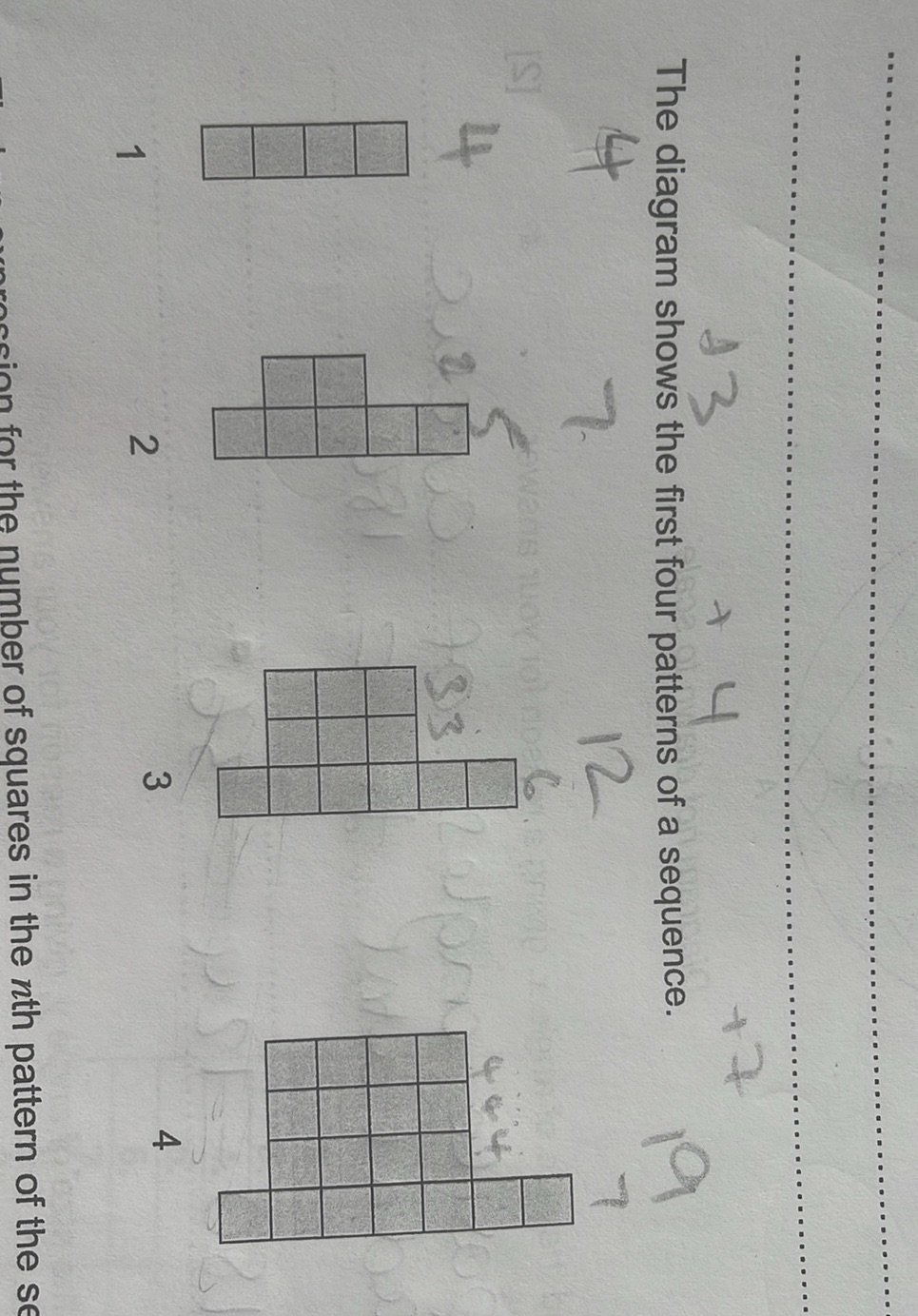 The diagram shows the first four patterns of | StudyX