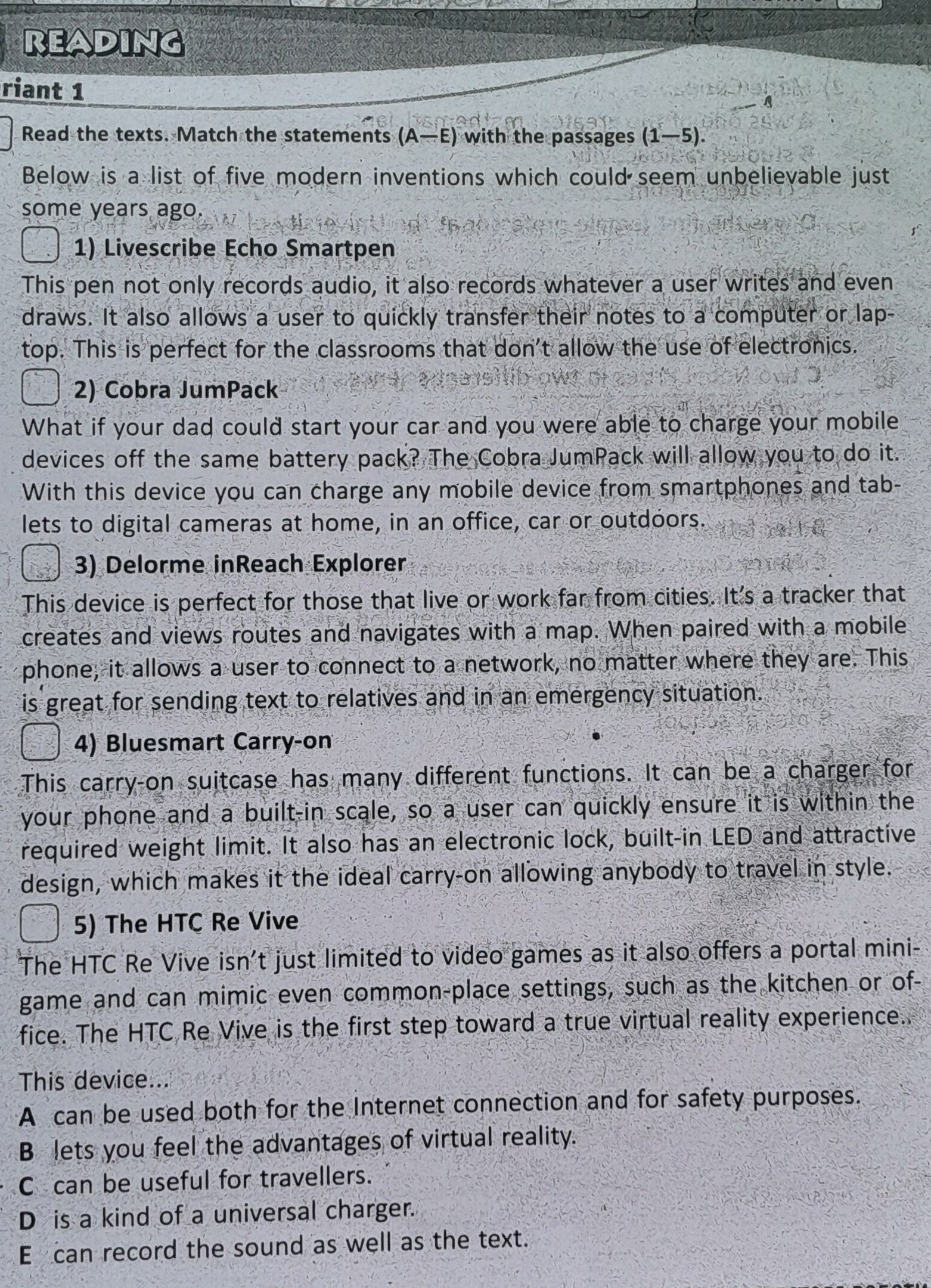 Read the texts. Match the statements (A-E) | StudyX